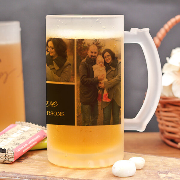 Buy Monogram 4 Photo Collage Customized Photo Printed Beer Mug | yourPrint
