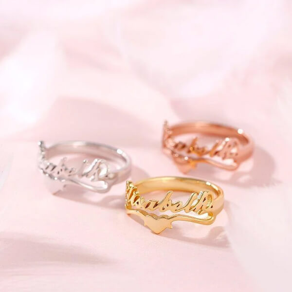 Buy Heart Customized Unisex Name Rings | yourPrint