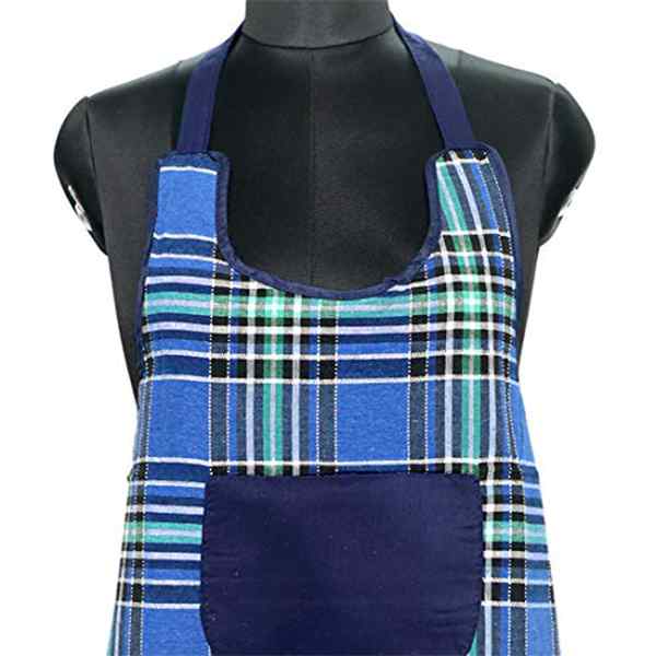 Buy Blue Customized Checkered Design Waterproof Apron with Multipurpose ...